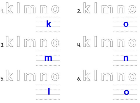 سبورة - Worksheet 3: k l m n o