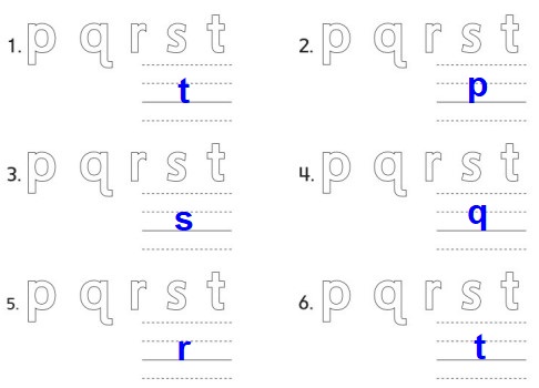 سبورة - (Worksheet 4: p q r s t (Phonics Practice